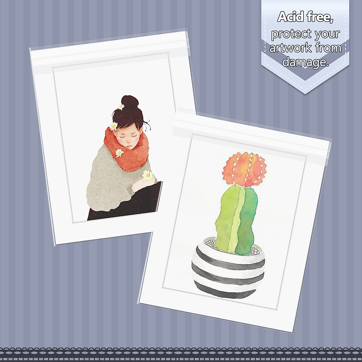 Golden State Art, Pack of 100, Acid-Free Crystal Clear Sleeves Storage Bags for Photo Prints Framing Mats Mattes (Bag Size: 8 3/8 x 10 1/8 inches for 8x10 Mats)