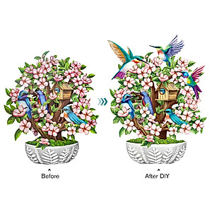 Airpark Pop Up Flower Cards, 16 inch 3D Pop-Up Paper Flower Bouquet, Peach Blossom&Bird, Ideal Creative Gift, Home Decor, Greeting Cards for Birthday, Graduation,Thank You