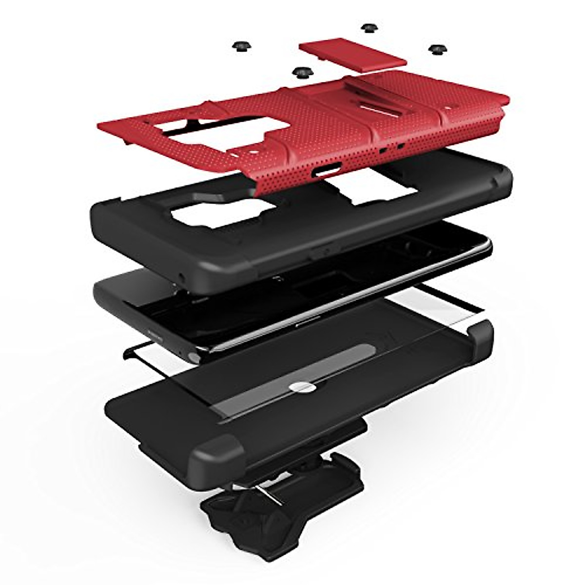 ZIZO Bolt Series for Samsung Galaxy S9 Plus Case Military Grade Drop Tested with Tempered Glass Screen Protector Holster RED Black