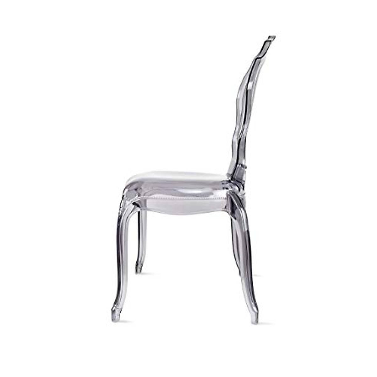 2xhome - Belle Style Ghost Side Chair Dining Room Chair - Smoke Accent Seat - Lounge No Arm Arms Armless Less Chairs Seats Higher Fine Modern Designer Artistic Classic Mold