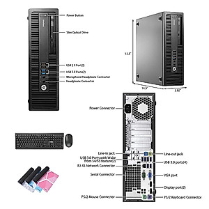 HP EliteDesk Desktop Computer,800 G2 Office Small Form Factor PC,Refurbished Windows 10 Desktop,i5 Tower,16GB RAM,256GB SSD + 2TB HDD,DVDRW,DP,HDMI,WiFi,BT,VGA,Wireless K&M+TJJ Pad(Renewed)