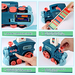 CLAPET Domino Train Sets Toys for Kids Ages 3-8, 120PCS STEM Building Montessori Toys Gifts for 4 5 6 7 Year Old Boys Girls Toddler