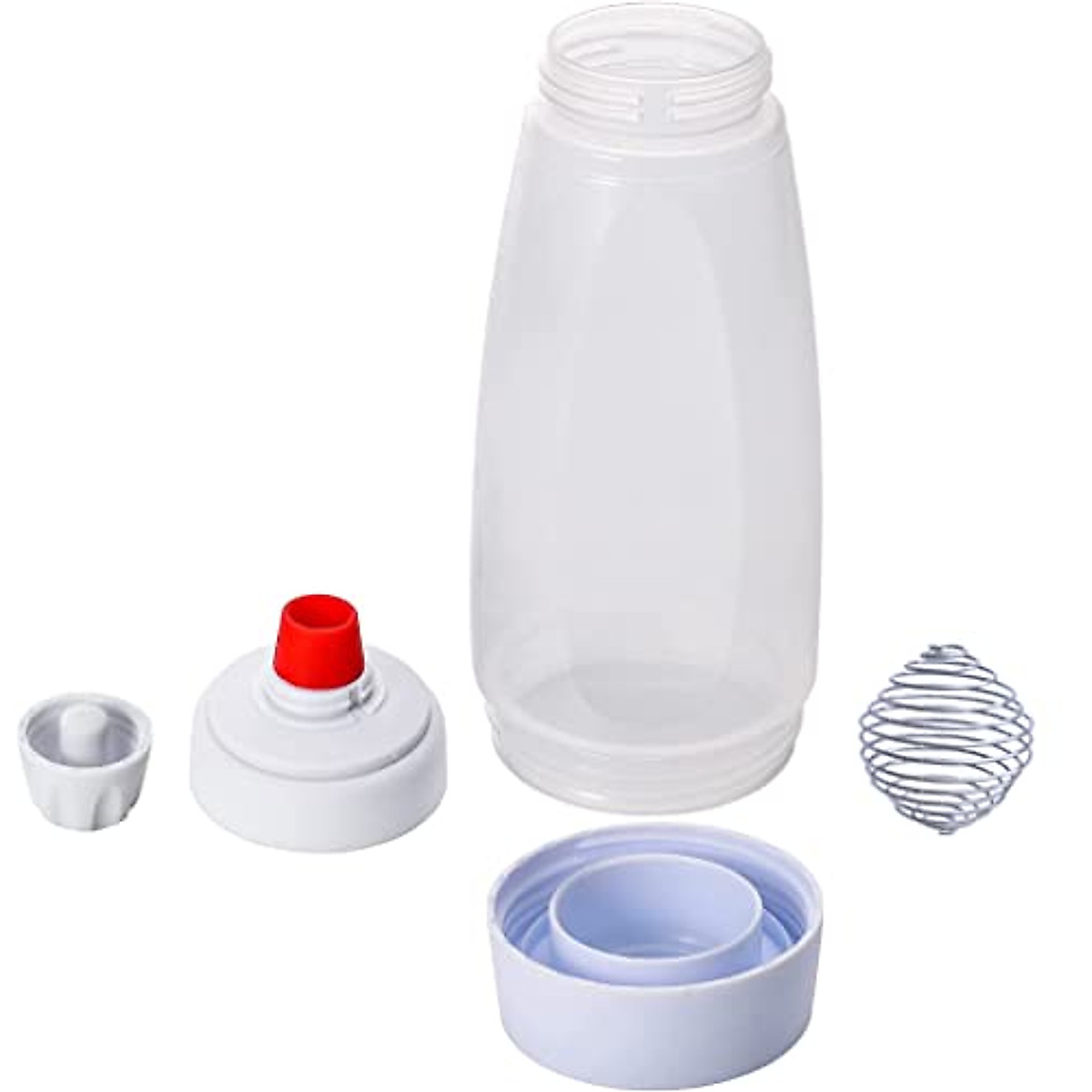 Pancake Batter Dispenser – 2-in-1 Pancake Dispenser Mixer Bottle with Stainless Steel wire whisk Ball – Pancake Maker for Cupcakes, Crepes, Pancake Mix, Muffins for Griddle by Ucraft Kitchen