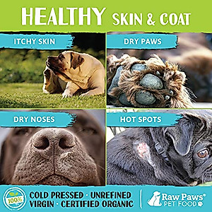 Raw Paws Organic Virgin Coconut Oil for Dogs & Cats, 8-oz - Supports Immune System, Digestion, Oral Health, Thyroid - All Natural Allergy Relief for Dogs, Hairball Relief