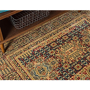 Unique Loom Palace Collection Traditional, Southwestern, Medallion, Geometric Area Rug, 9' 0" x 12' 0", Navy Blue/Tan