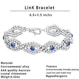 3 Pieces Wedding Bridal Rhinestone Crystal Jewelry Set Statement Necklace Bracelet Teardrop Dangle Earrings Set for Women fit with Bridesmaid Wedding Party Prom Dress Jewelry Set