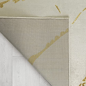 Antep Rugs Babil Gold 5x7 Marble Abstract Modern Indoor Area Rug (Beige, 5'3" x 7')