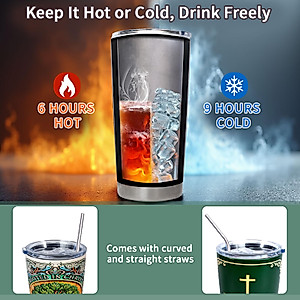 YRCKUDZKG 20 Oz Stainless Steel Tumbler, Double-layer 304 Vacuum Insulated Cup | Leak-Proof Lid Reusable Insulated Mug with Straw, Keeps Hot and Cold for Home, Office, Travel and Car (Bible Tree)