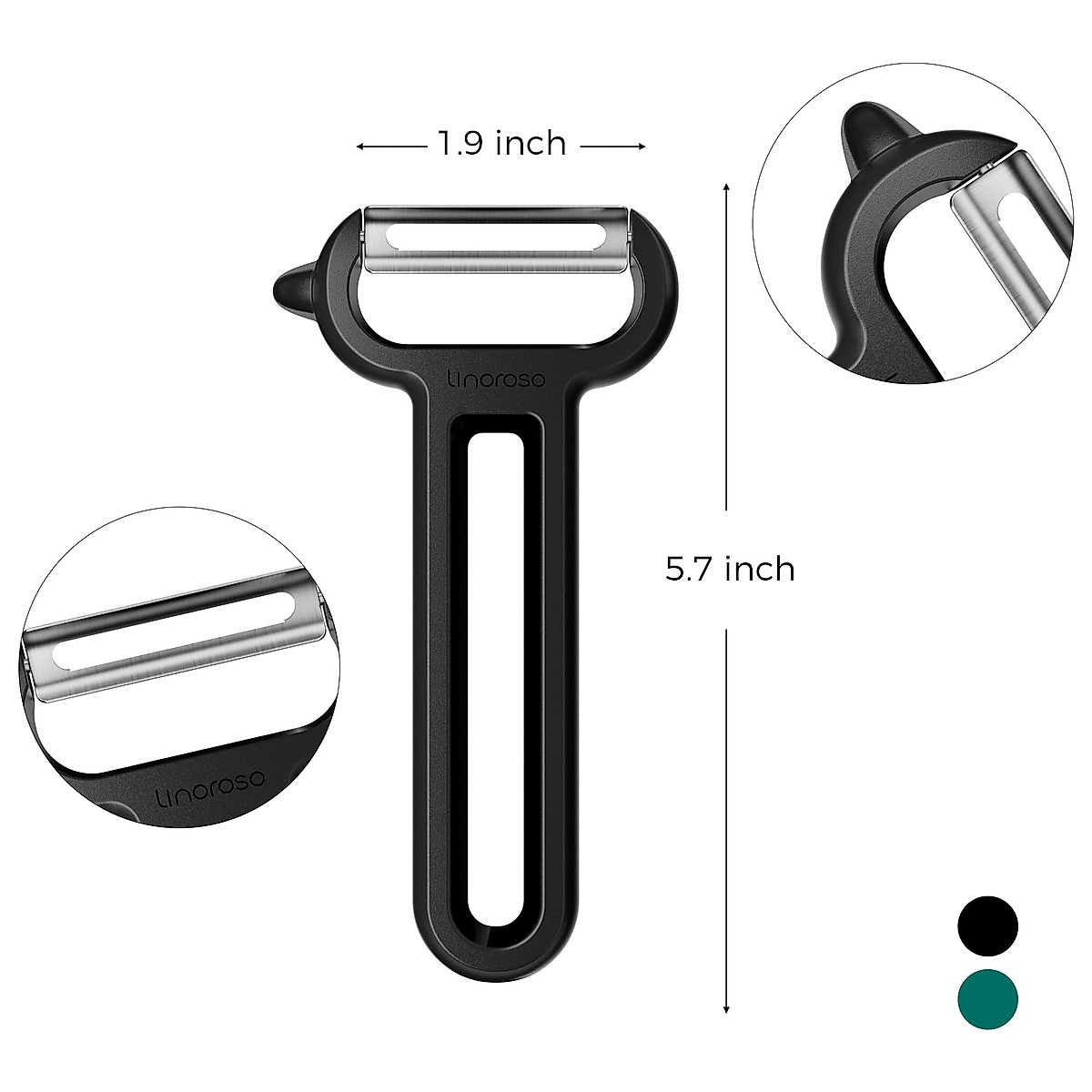 Linoroso Swivel Vegetable Y-Peeler, Classic Euro Peeler Potato Peelers Kitchen, Japanese Stainless Steel Veggie Peeler with Comfortable Handle, Dishwasher Safe Kitchen Food Peelers for Peeling,Black