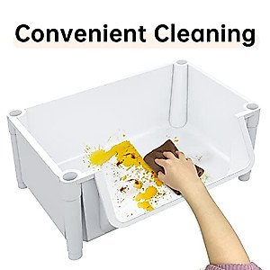 MAGINELS 3-Tier Plastic Rolling Utility Cart, Storage Rolling Cart with Lockable Wheels, Book Cart with 2 Hooks for Kitchen Bathroom Office Balcony Living Room, White