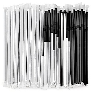 500 Black Straws Individually Wrapped - Individually Wrapped Straws - Drinking Straws - Black Plastic Straws - Disposable Straws - Straws Individually Wrapped