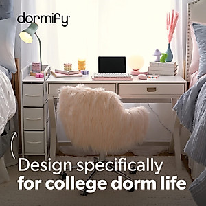 Dormify Narrow 3-Drawer Cart on Wheels | Rolling Table with Wheels | Storage Drawers | Organizer | Nightstand | Dresser for Closet | White | Storage for Small Spaces | Bedroom & Dorm Room Essential