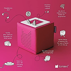 Toniebox Audio Player Starter Set with Elsa, Anna, Olaf, and Playtime Puppy - Listen, Learn, and Play with One Huggable Little Box - Pink
