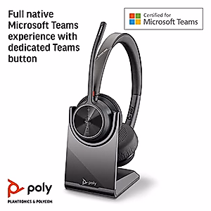 Poly - Voyager 4320 UC Wireless Headset + Charge Stand (Plantronics) - Headphones w/Mic - Connect to PC/Mac via USB-A Bluetooth Adapter, Cell Phone via Bluetooth-Works w/Teams (Certified), Zoom&More