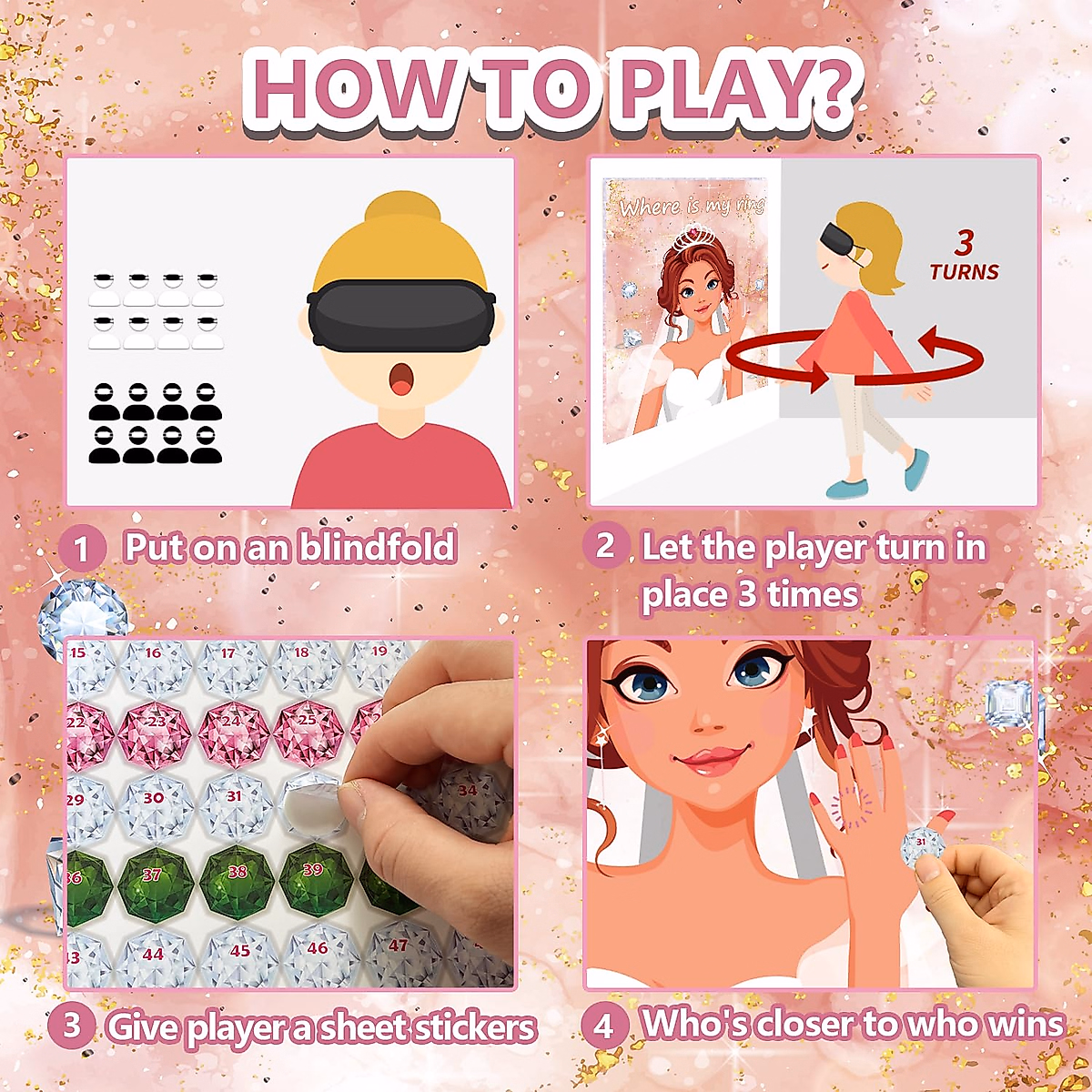 Bridal Shower Games Pin The Ring On The Bride Game, Bridal Shower Engagement Wedding Shower Bachelorette Funny Party Games