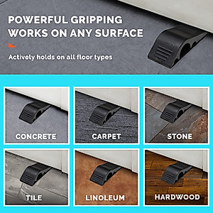 Wundermax Door Stoppers - Pack of 3 Rubber Door Wedge for Carpet, Hardwood, Concrete and Tile - Home Improvement Accessories - Red