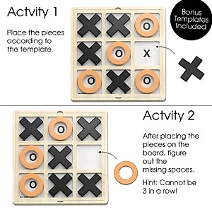 Keeping Busy Tic Tac Toe Wooden Game with Templates - Dementia Activities for Seniors – Alzheimers Activities for Dementia Patients - Busy Boxes for Dementia Patients - Big Matching Games for Adults