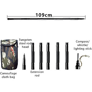Trekking Poles, Multifunctional Aluminum Hiking stick with Compass, Adjustable Height, Tactical Trekking Poles for Hiking, Traveling, Camping, Mountaineering