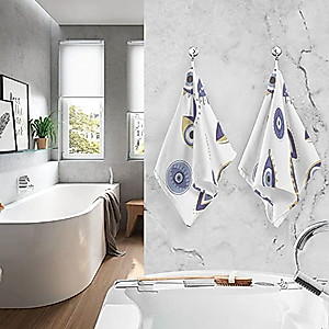 ZENWAWA Hand Towels Various Evil Eye Print, Cotton Bath Towels Drying Face Hands Body Thin Water Absorbent Lightweight Quickdry Washcloth for Bathroom Ktichen Travel Gym 2 Pack 16×28 in