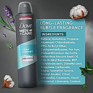 Dove Men Deodorant, Clean Comfort Scent, 48 Hour Powerful Protection Anti Perspirant, 8.45 Ounce (Pack of 6)