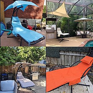 BASANOB Outdoor Hanging Lounge Chair Replacement Cushion Cover and Umbrella Fabric, Patio Curved Chaise Hammock Floating Swing Chair Pads (Cushion Not Included) (Coffee)