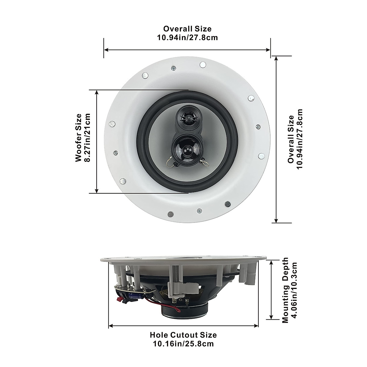 Acoustic Audio by Goldwood CSic84 Frameless 8" in Ceiling 5 Speaker Set 3 Way Home Theater Speakers, White, (Model: CSic84-5S)