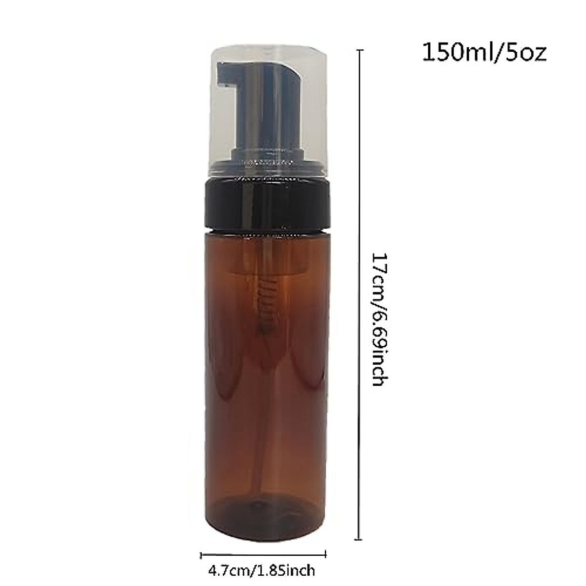 150ml Empty Shampoo Bottle,5oz Foaming Dispenser Soap Plastic Container,Foam Pump Travel Bottle Dispenser for Hand Soap, Lash Cleanser,Facial Cleanser (Brown+Clear)