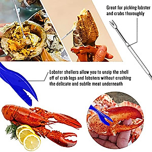 13 Pcs Seafood Crab Crackers and Tools, Nut Lobster Crackers and Picks Set Including 4 Lobster Crab Crackers 2 Lobster Shellers 4 Forks 2 Seafood Scissors and 1 Gift Box