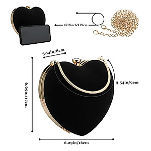 Womens Velour Heart Clutch Bag Vintage Shoulder Handbag Ladies Elegant Purse for Wedding Evening (Pink)