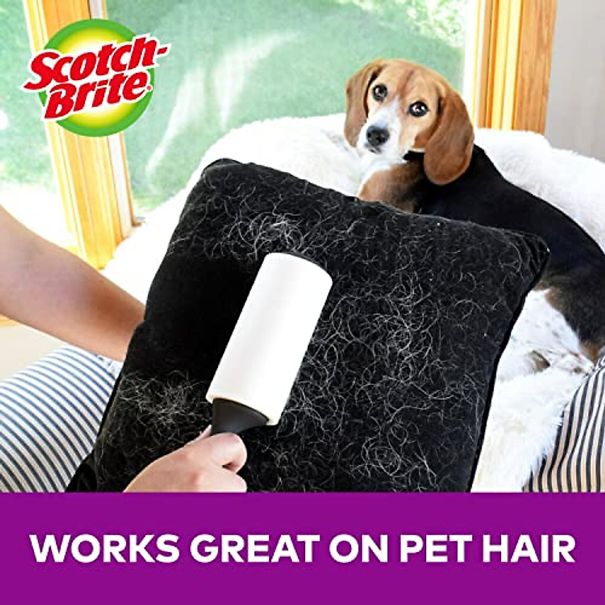 Scotch-Brite Pet Hair Lint Roller Twin Pack, Picks Up Fur On Furniture, And Clothes, 2 Rollers, 70 Sheets Per Roller, 140 Sheets Total
