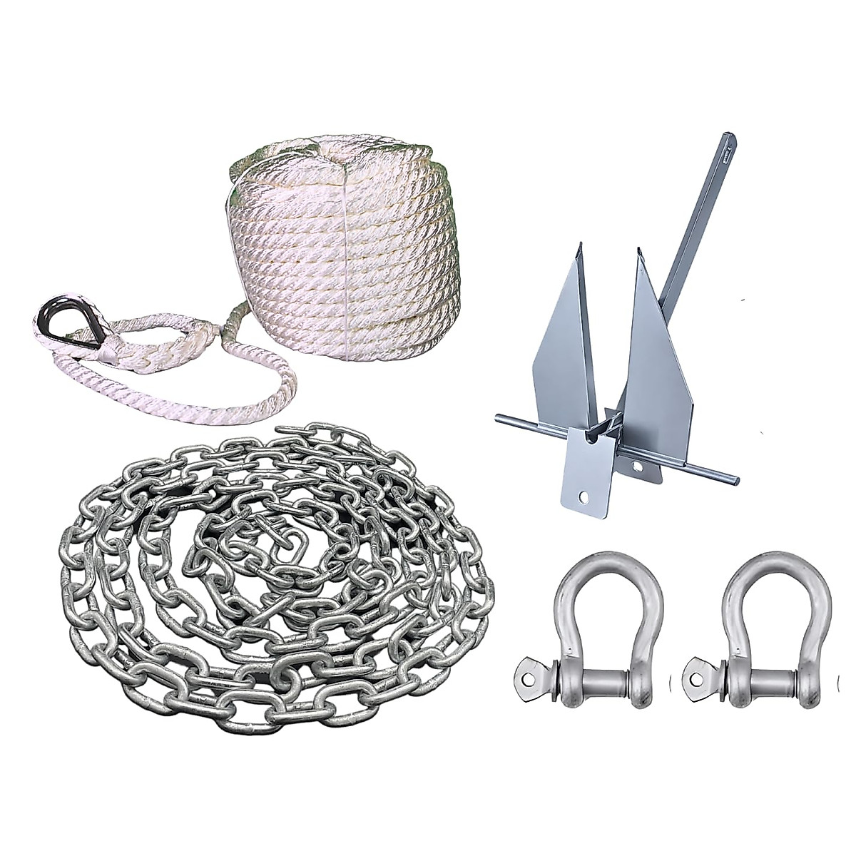 MarineNow Deluxe Portable 8.5 lb Fluke Style Anchor Kit for 15' - 24' Boat