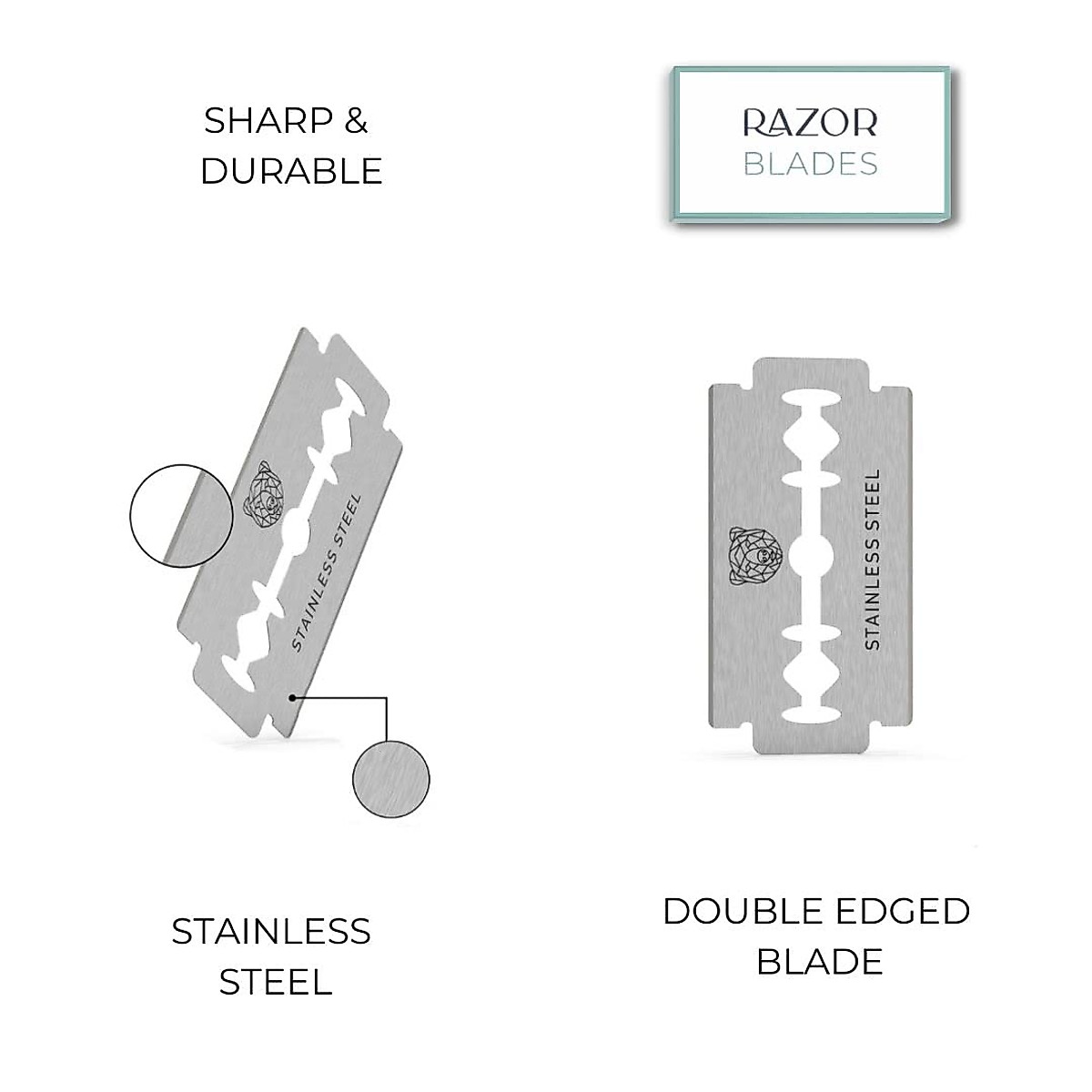 WLDOHO® Razor Blades for Straight Razor I 100 Pack I Razor Blades for Men and Women I Blade Set