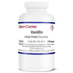 Vanillin, Crystals/Powder, 99% Minimum, 100 Grams