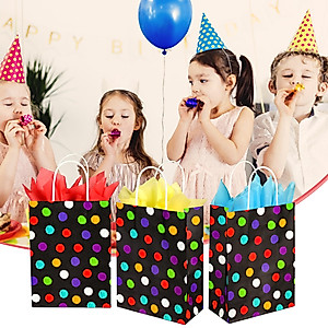 BLEWINDZ 24 Pieces Small Gift Bags with Handles and Tissue Papers, Stripe Birthday Goodie Bags for Wedding, Birthday, Party Supplies