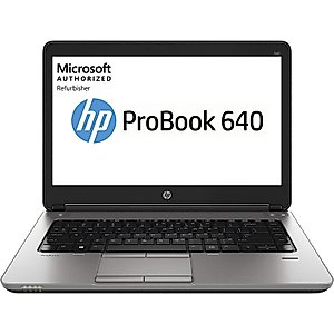 HP ProBook 640 G1 14"" Laptop, Intel Core i5, 8GB RAM, 128GB SSD, Win10 Home, Black (Renewed)