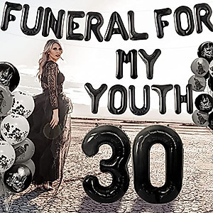 JeVenis Funeral for My Youth 30th Birthday Decoration Rip to My 20s Balloons Rip Twenties Balloons Gothic Birthday Decoration 30 Birthday Gift Death to My 20s Banner