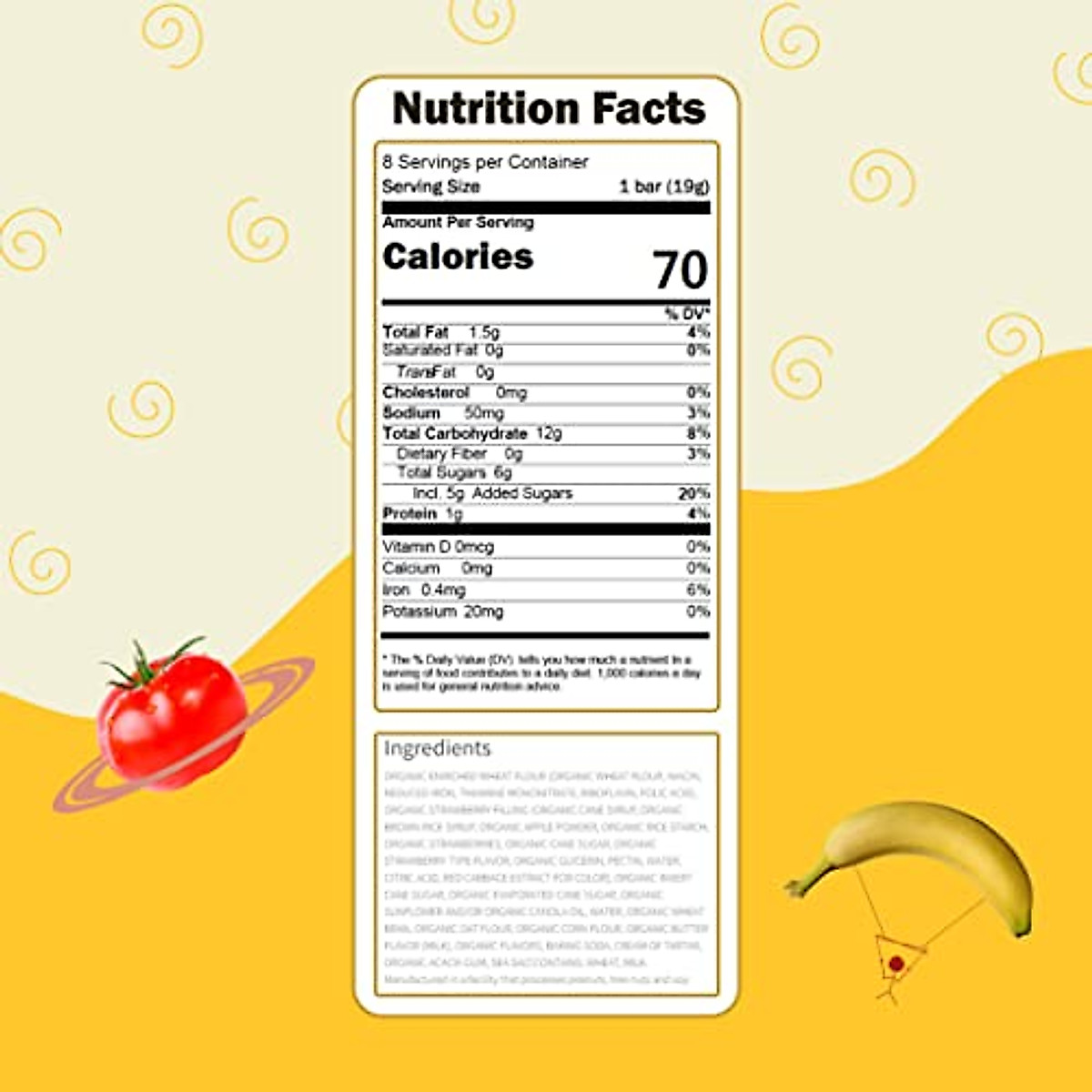 Earth's Best Organic Kids Snacks, Sesame Street Toddler Snacks, Organic Sunny Days Snack Bars for Toddlers 2 Years and Older, Strawberry with Other Natural Flavors, 16 Bars per Box (Pack of 6)