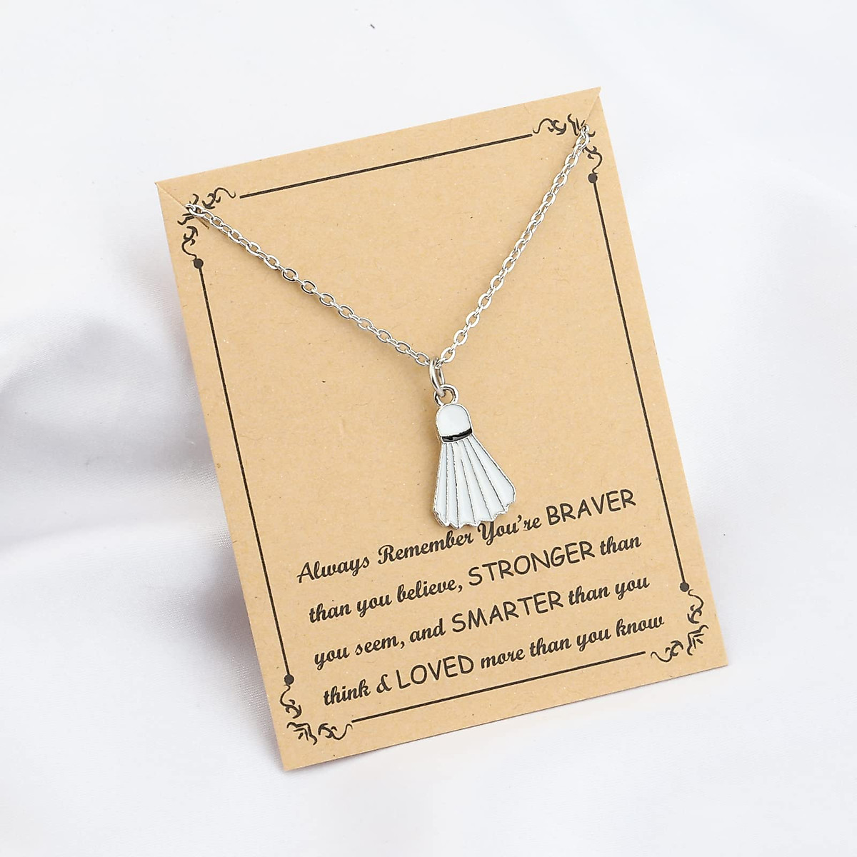 FUSTMW Badminton Necklace Badminton Racket Pendant Gifts Sports Ball Inspirational Gifts Badminton Player Gifts for Badminton Lovers (Necklace)