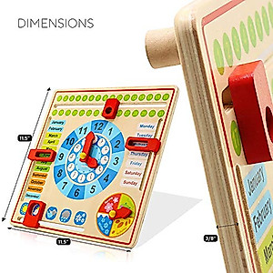 Pidoko Kids Montessori Toys for Toddlers 3 Years - 4 Year Old Learning Materials for Preschool - All About Today Board - Wooden Calendar and Learning Clock - Educational Gifts for Boys and Girls
