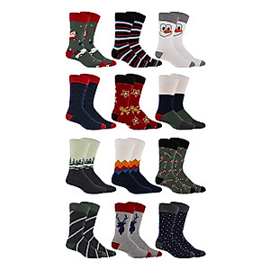 Gertex Mens Premium Christmas Holiday Sock Advent Calendar | 12 Days of Socks | Sock Size 10-13 | Includes 12 Crew Socks