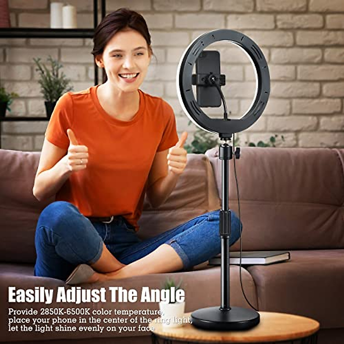 Selfie Ring Light with Stand and Phone Holder, 10'' Dimmable Desktop LED Circle Light for Laptop,Computer, Lighting Kit Gifts for Live Streaming/Laptop Video Conference/Chat/Makeup/YouTube/Tiktok/Vlog