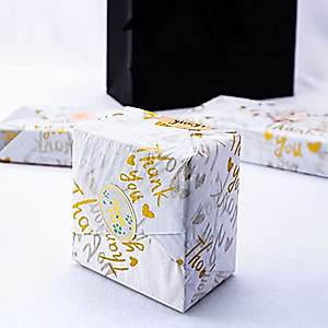 MR FIVE 200 Sheets Gold Thank You Tissue Paper Bulk,20" x 14",Gold Thank You Tissue Paper for Packaging,Small Business,Gold Tissue Paper for Weddings,Graduation,Birthday,Thanksgiving (White)