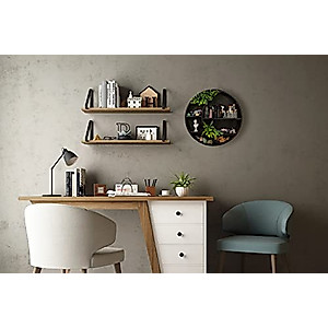 Crescent Moon Shelf Wall Decor - Black, Unique, Moon Shaped Floating Shelves for Crystal, Stones, Essential Oil Display Holder - Wooden Boho Wall Decor for Bedroom, Dorm, Living Room, Nursery