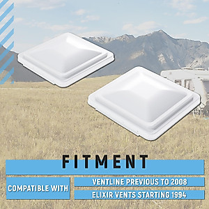 HECASA 2Pcs 14" RV Roof Vent Cover Compatible with Ventline Previous to 2008 and Elixir Vents Starting 1994 PP Vent Lid Polycarbonate White
