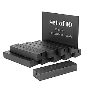 TOROS store 10 Pack Wood Place Card Holder - Black Wooden Table Number Holders , Name Place Cards Stand , Events Party Tabletop Sign Stands , Wedding & Birthday Stands for Photos, Pictures & Postcard