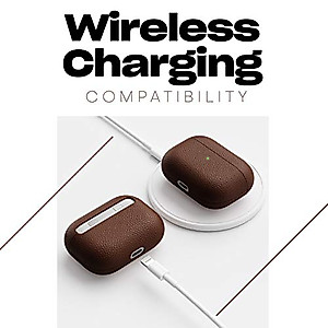 KeyBudz AirPods Pro Leather Case - Handcrafted Fully-Wrapped Genuine Italian Leather Compatible with AirPods Pro (Natural Brown)
