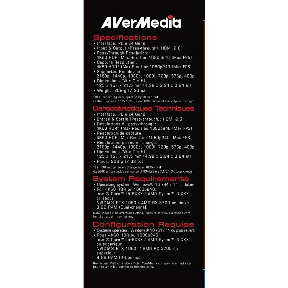 AVerMedia GC573 Live Gamer 4K Internal Capture Card: 4K60 HDR10 Streaming and Recording with Ultra-Low Latency for PS5, Xbox Series X/S, OBS, Twitch, YouTube, Windows 11 - TAA/NDAA Compliant