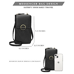 Youniya Cell Phone Purse Cell Phone Bag with Credit Card Wallet Phone Crossbody Bags for Women (Black)