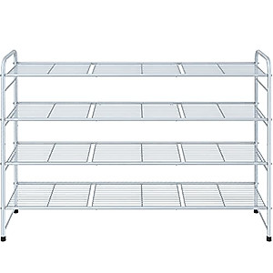Dicasser 4-Tier Long Shoe Rack Organizer Extra Large Capacity for 30 Pairs,Silver