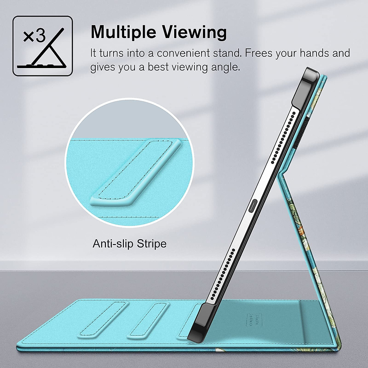 Fintie Case for iPad Pro 11-inch (4th / 3rd Generation) 2022/2021 - Multiple Angles Viewing Folio Stand Cover with Pencil Holder & Pocket, Also Fit iPad Pro 11" 2nd/1st Gen, Blossom